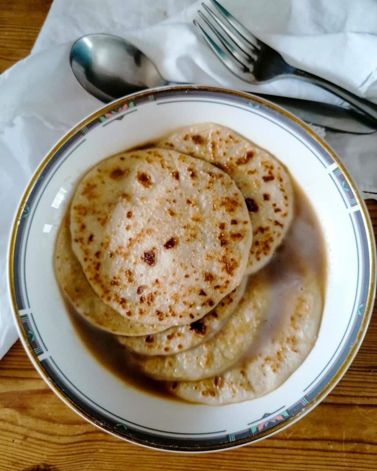 Serabi Kuah - Indonesian pancakes with palm sugar and coconut milk ...